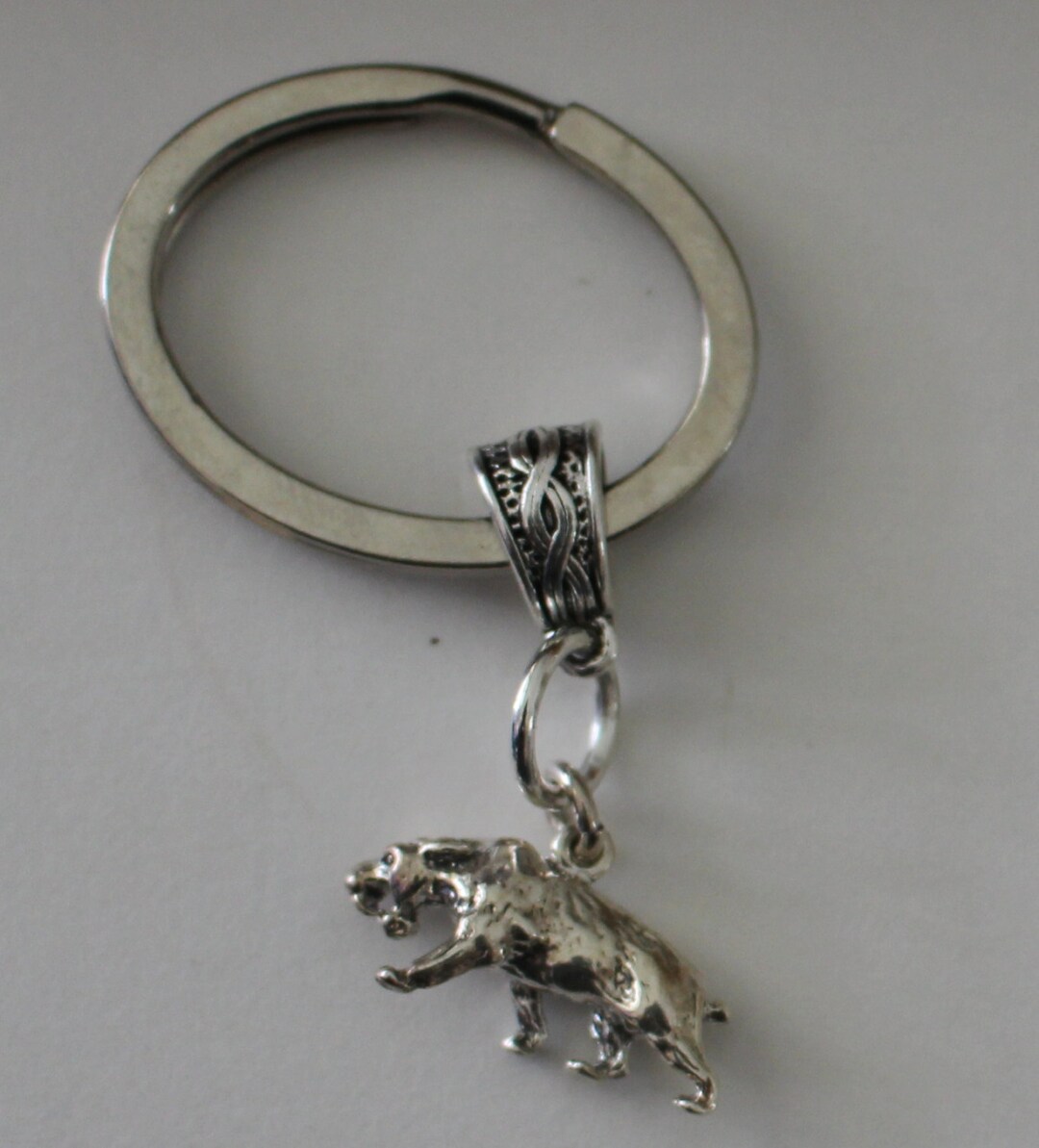 Sterling Silver 3d SABER TOOTH TIGER Key Ring, Key Holder - Etsy