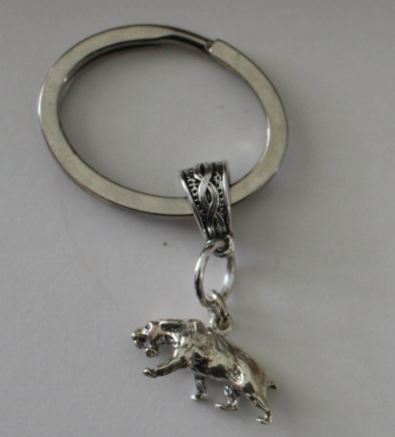 Sterling Silver 3d SABER TOOTH TIGER Key Ring Key Holder - Etsy