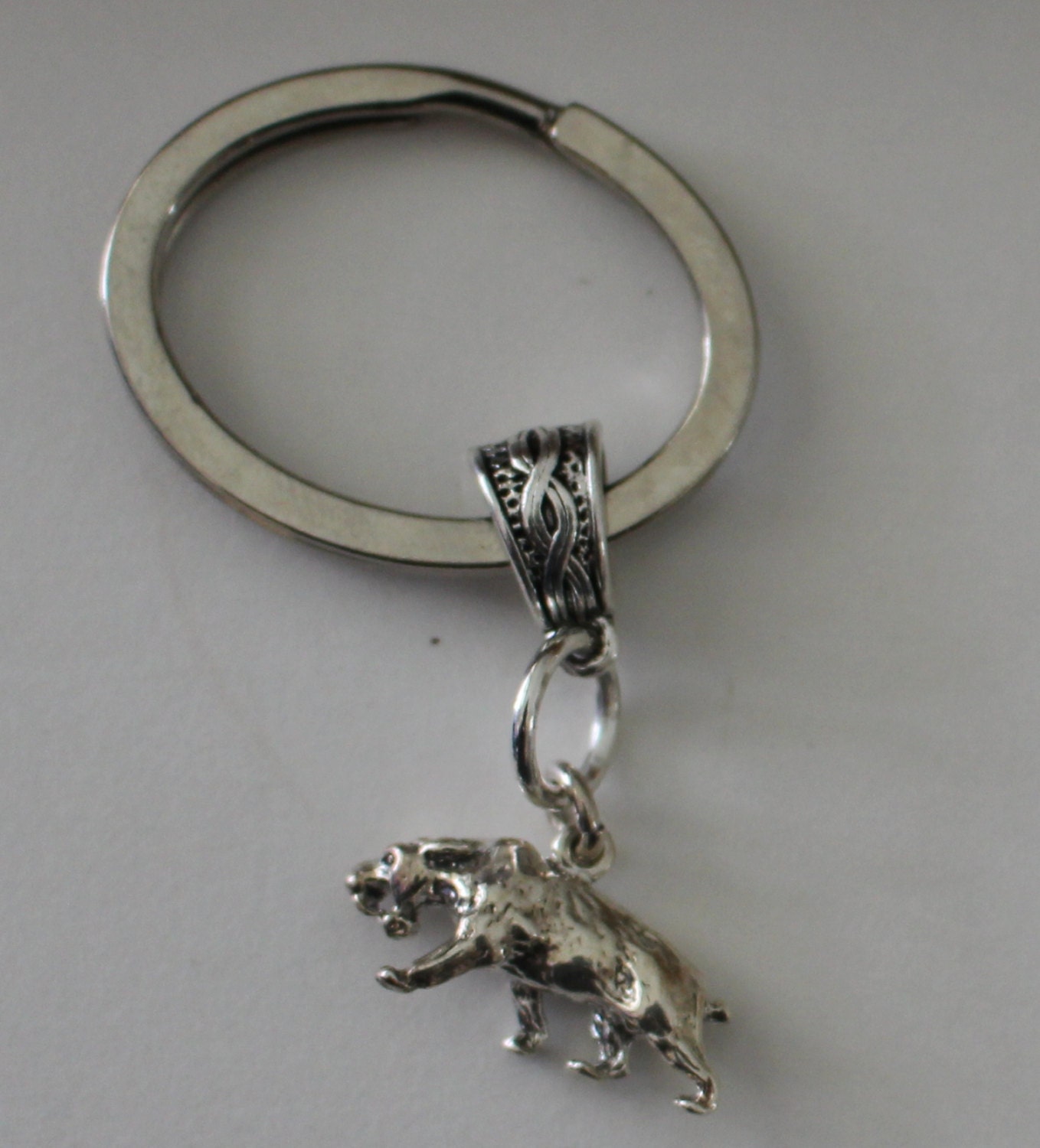 Sterling Silver 3d SABER TOOTH TIGER Key Ring Key Holder - Etsy