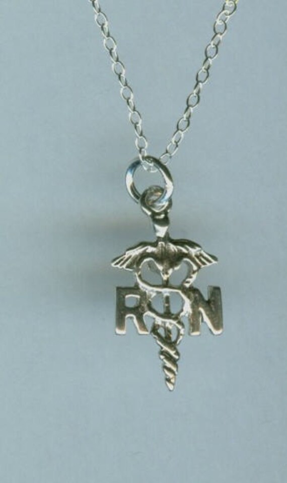 Sterling RN CADUCEUS Pendant AND Chain | Etsy