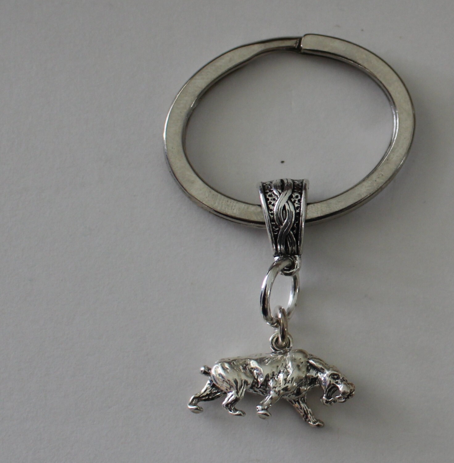 Sterling Silver 3d SABER TOOTH TIGER Key Ring Key Holder | Etsy