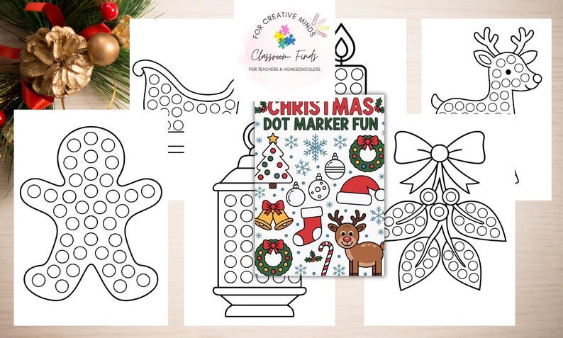 Christmas Dot Marker Coloring Pages, Christmas Preschool Holiday ...