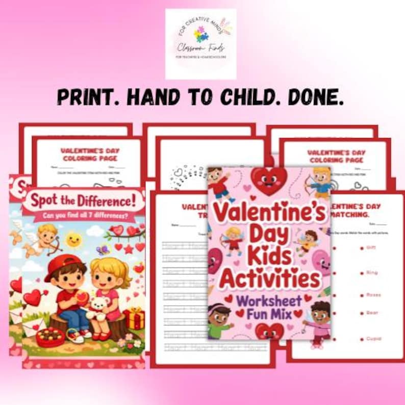 Valentine's Day Kids Fun Mix Activities Worksheet, Valentine's Day ...