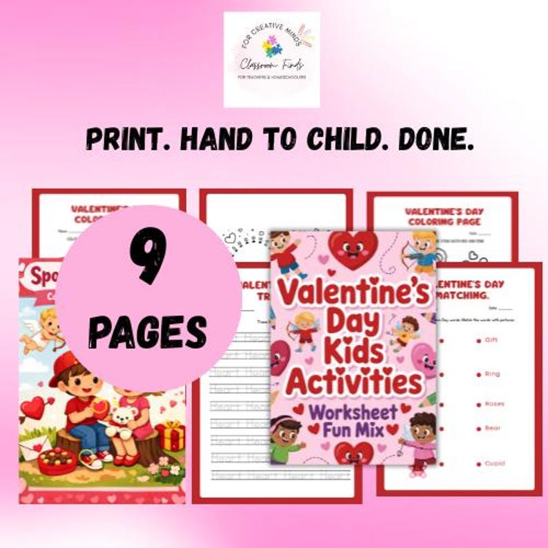 Valentine's Day Kids Fun Mix Activities Worksheet, Valentine's Day ...