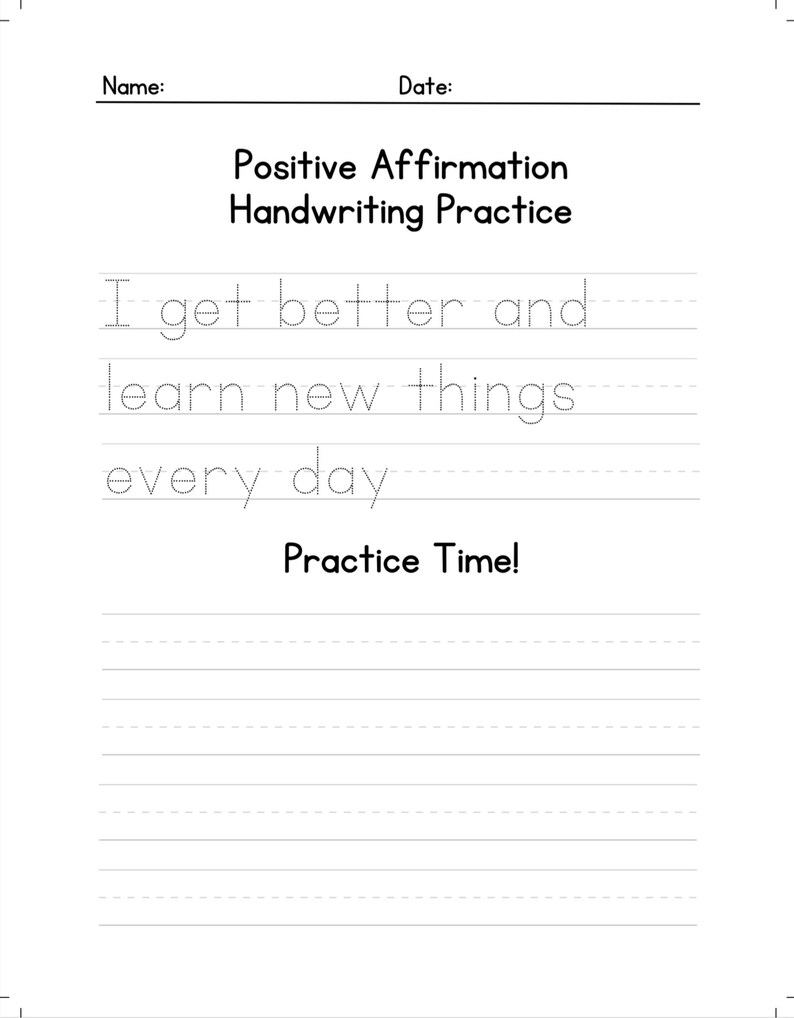 Tracing Worksheets for Kids - 50 Pages of Positive Affirmations|fun ...