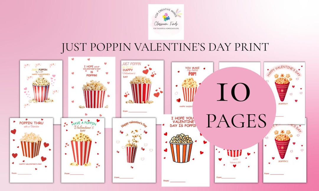 10 Just Poppin Valentine's Day Card, Poppin by Popcorn Valentine Cards ...