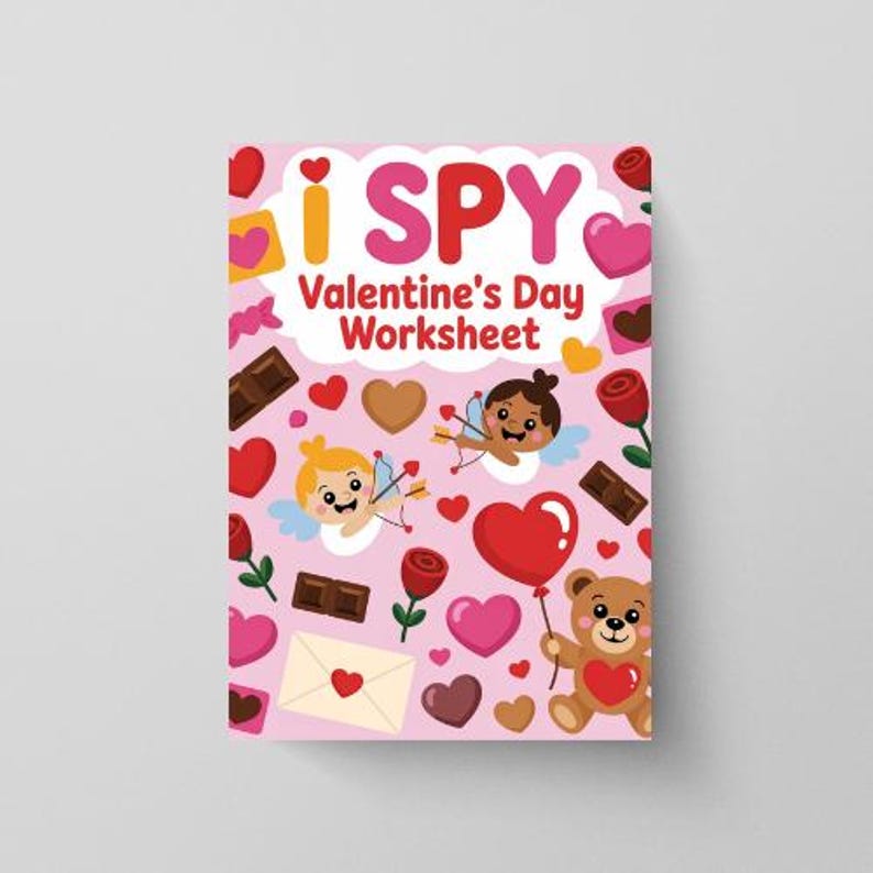 I Spy Valentines Day Worksheet for Kids, 6 Printable Seek-and-find ...