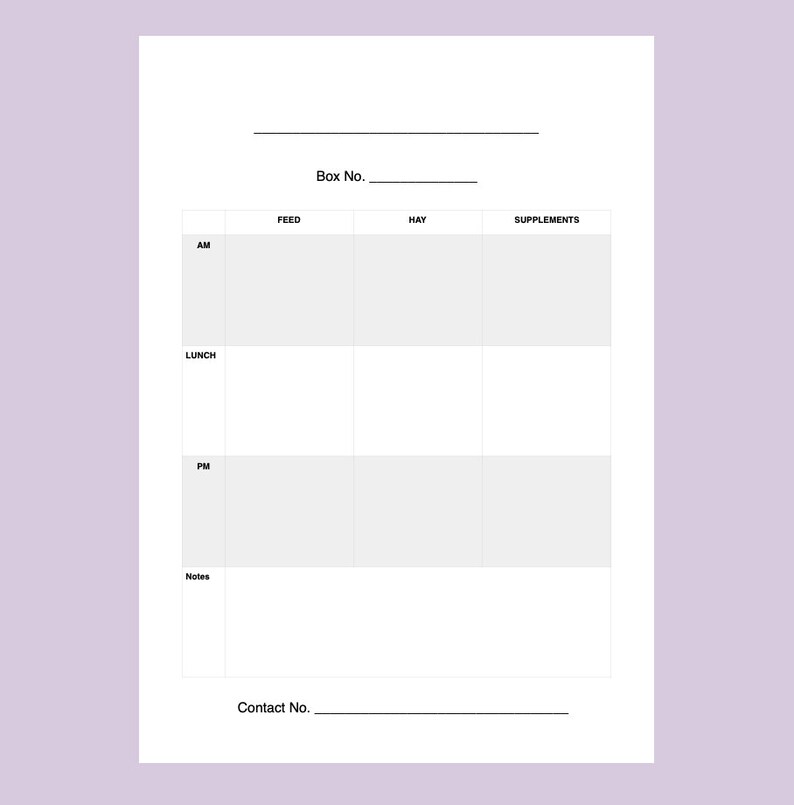 Horse Feed Chart - Etsy