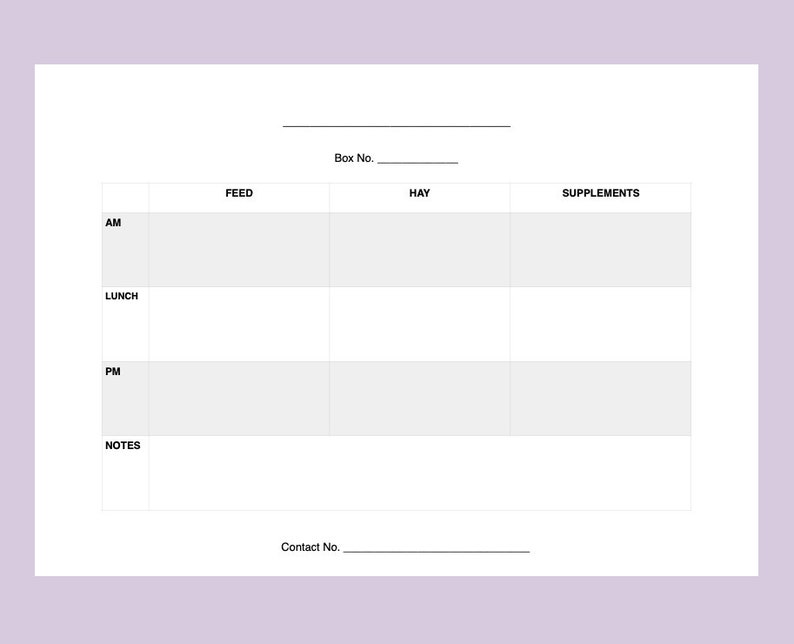 Horse Feed Chart - Etsy