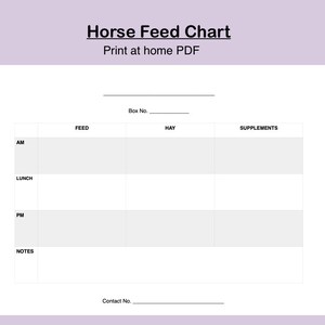 Horse Feed Chart - Etsy