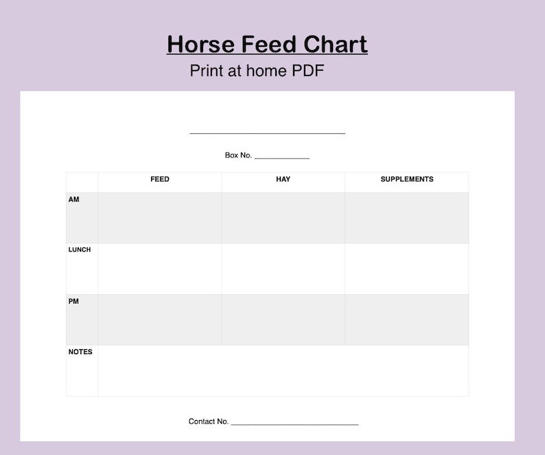 Horse Feed Chart - Etsy
