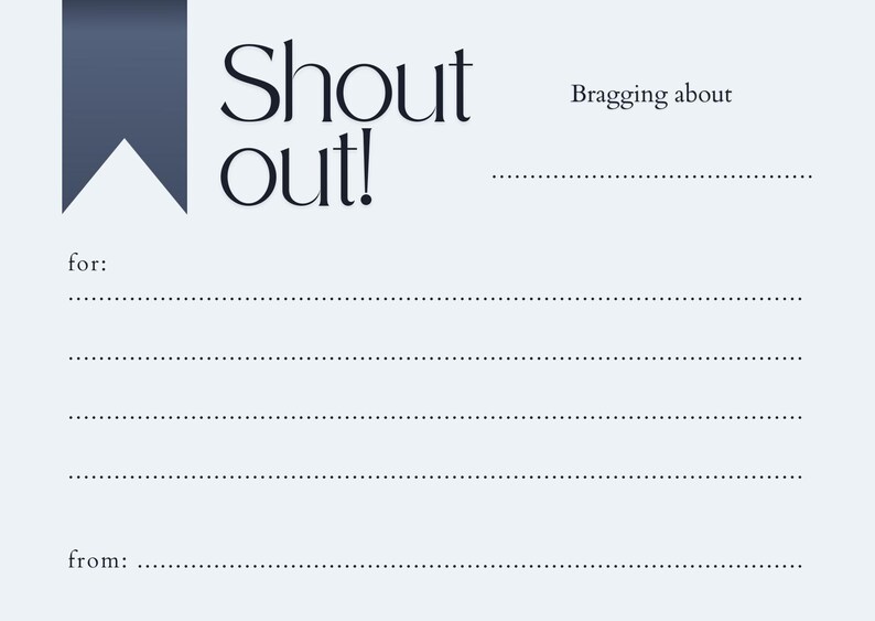 Minimal Printable Employee Shoutout Cards for Employee Appreciation - Etsy