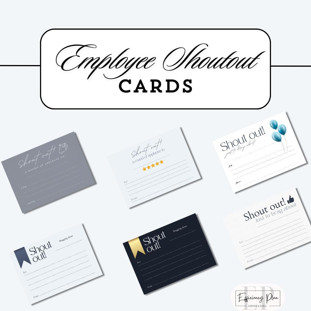 Minimal Printable Employee Shoutout Cards for Employee Appreciation - Etsy