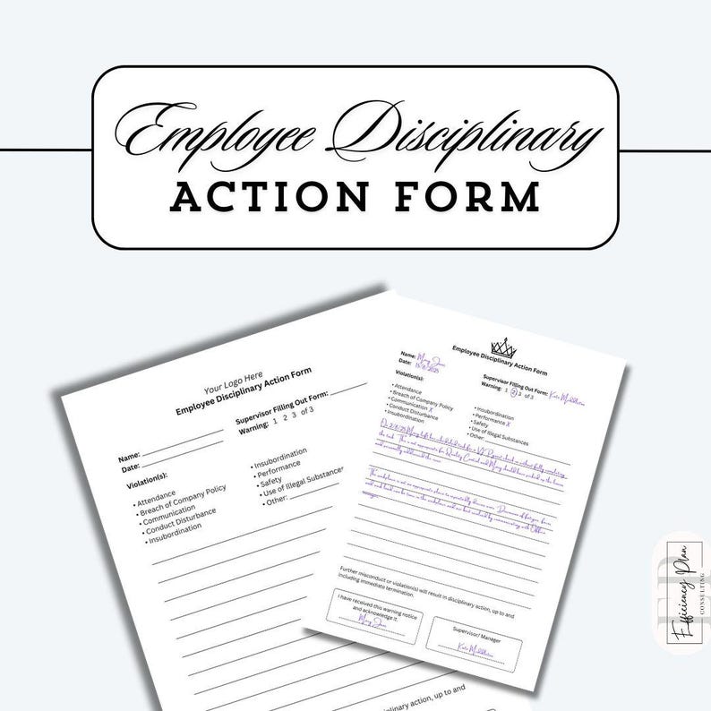 Employee Disciplinary Action Form | HR Template (digital Download) - Etsy