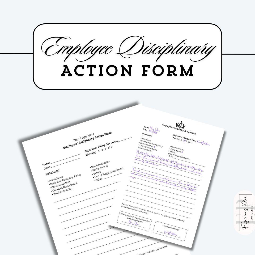 Employee Disciplinary Action Form | HR Template (digital Download) - Etsy