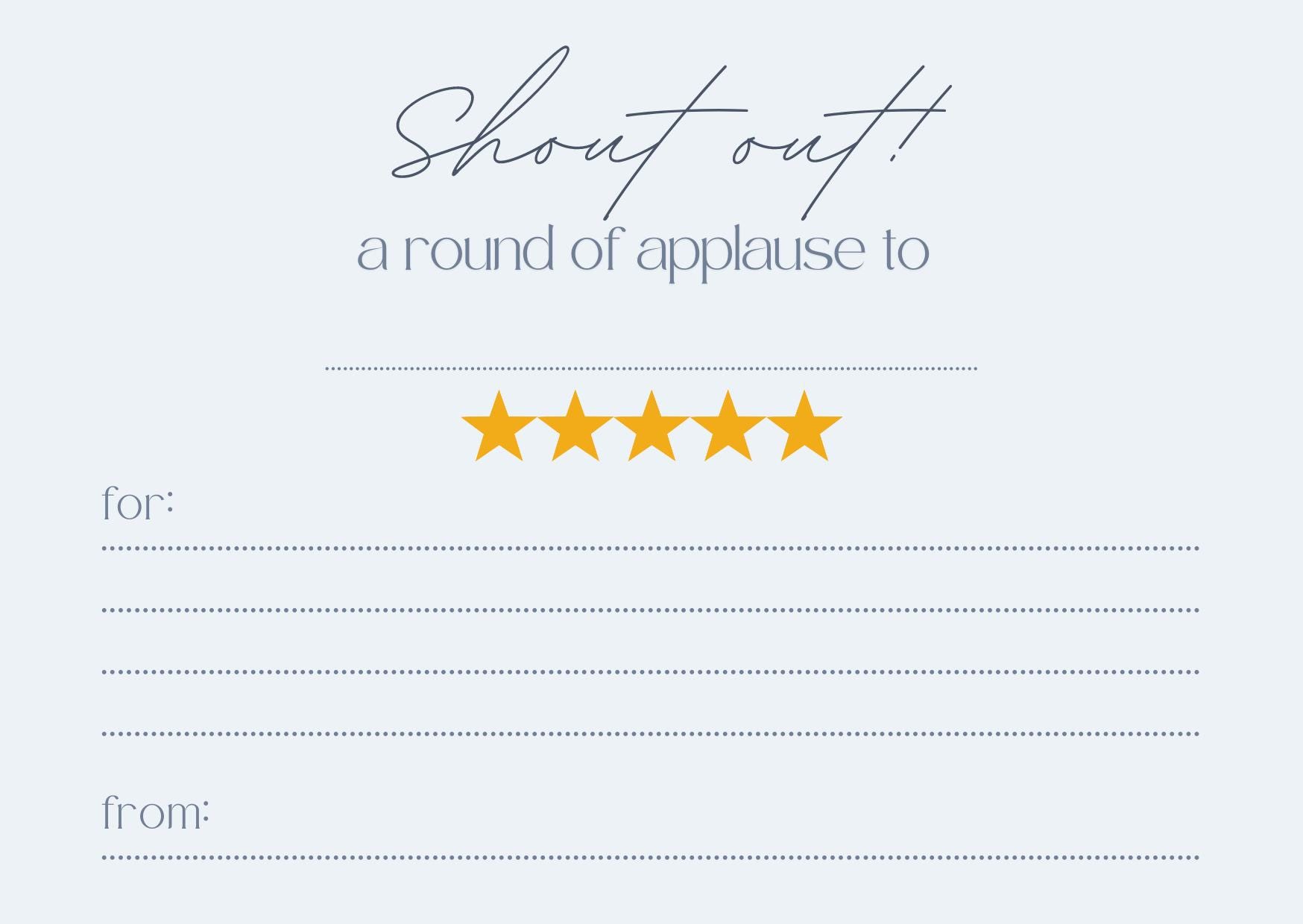 Minimal Printable Employee Shoutout Cards for Employee Appreciation - Etsy