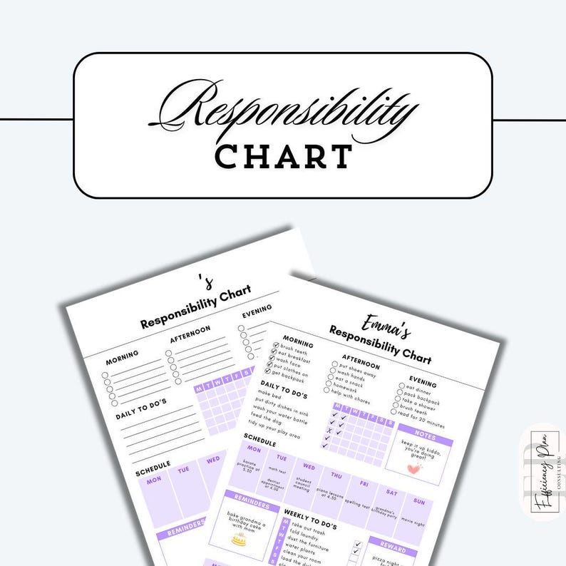 Kids Responsibility Chart, Chore Planner (A4) - Etsy