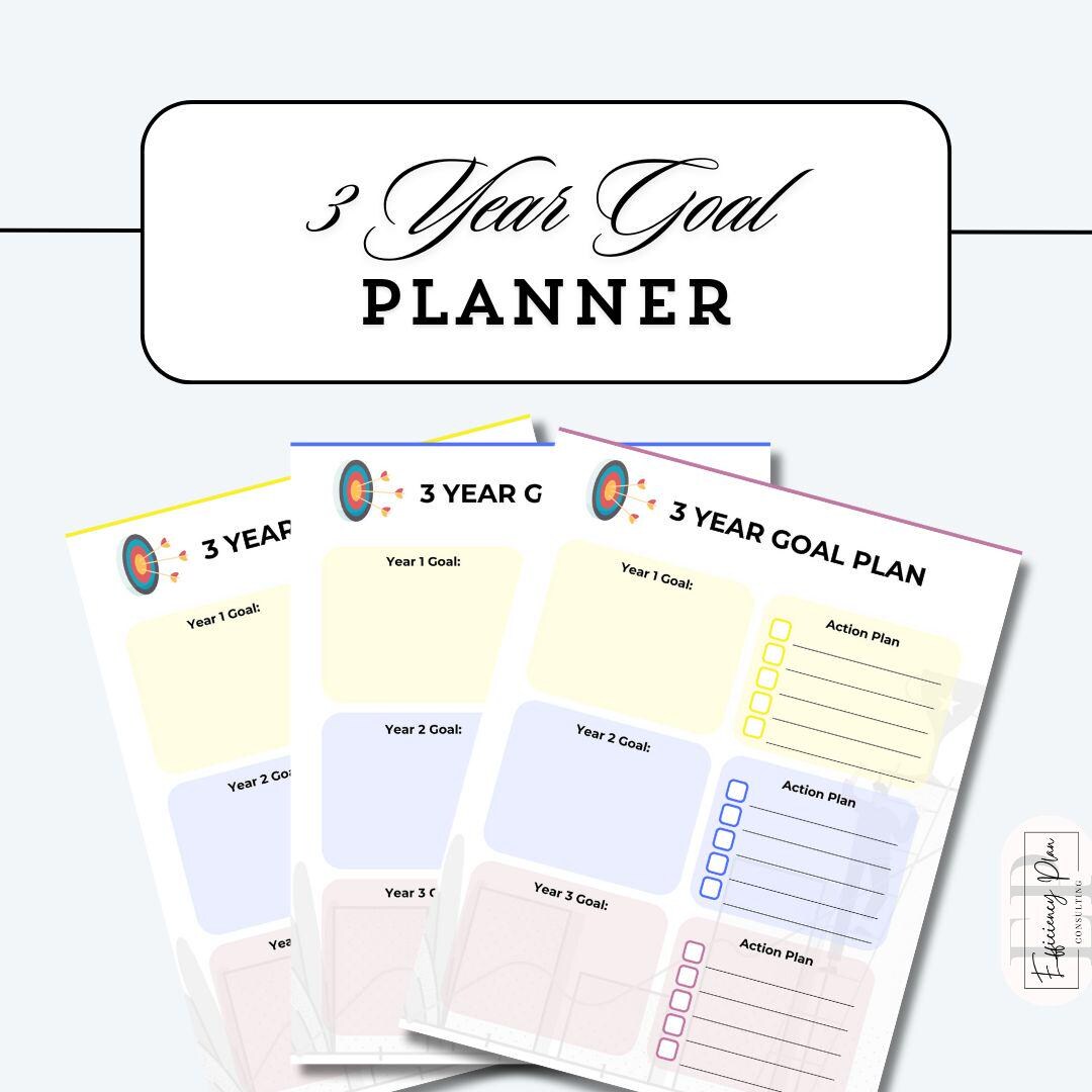 3 Year Goal Plan | Yearly Goal Planner | New Year Resolutions | New ...