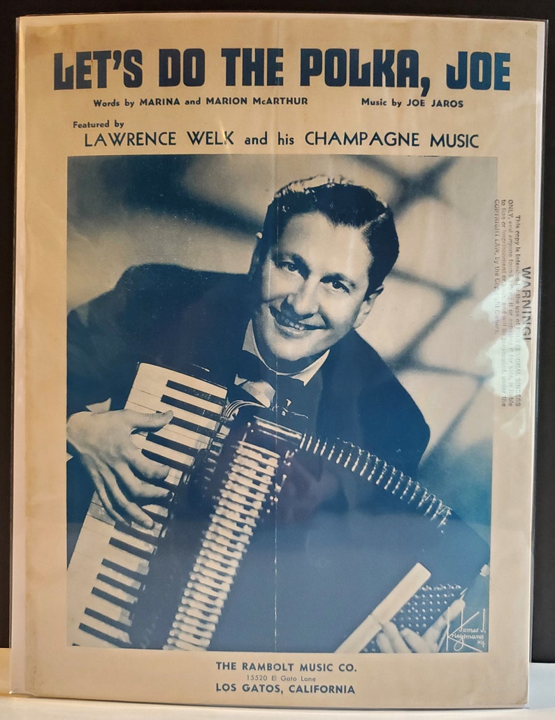 Let's Do the Polka, Joe 1956 Vintage Sheet Music Song Score Lawrence ...