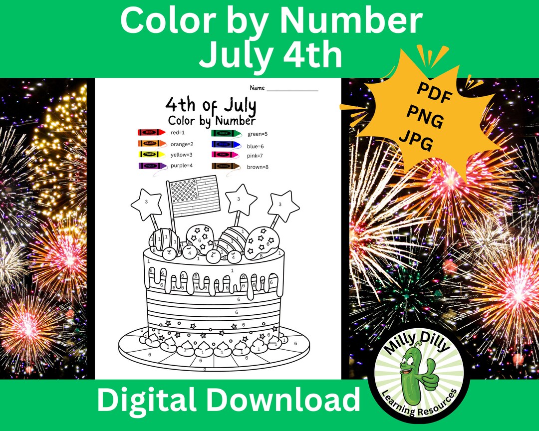 Color by Number/4th of July Cake/download/center Work/individualized ...