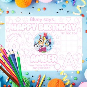 Bluey Personalised Colouring/activity Sheet Personalised Colouring ...