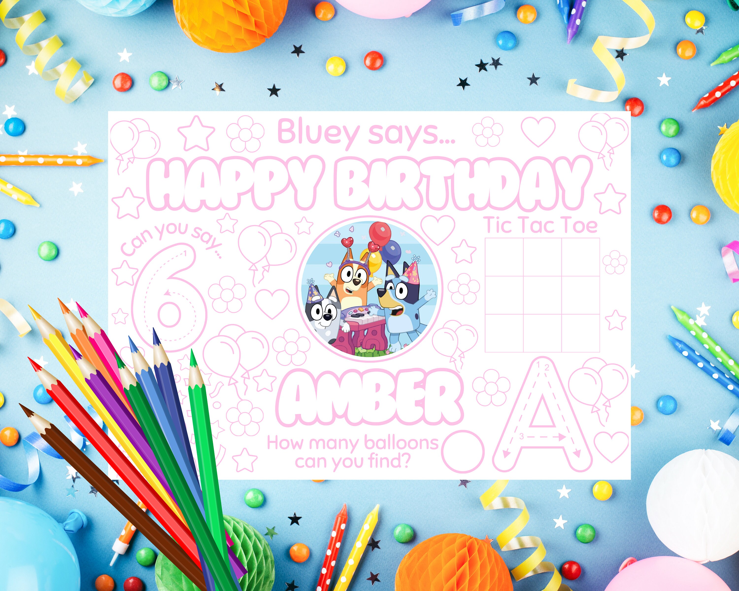 Bluey Personalised Colouring/activity Sheet Personalised Colouring ...