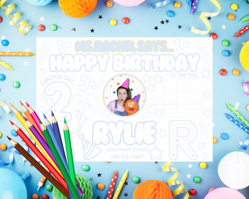 Ms Rachel Personalised Colouring Sheet Blue Theme Personalised ...