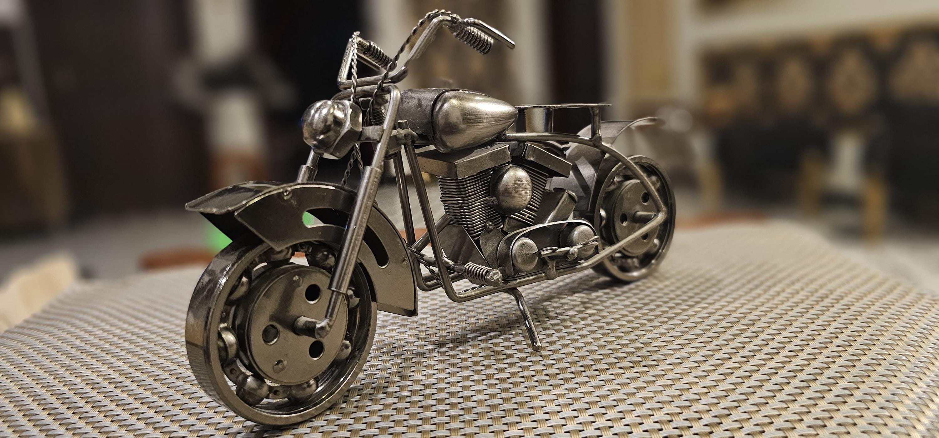 Retro Metal Motorcycle Model: Desk Sculpture, Bike Enthusiast Decor - Etsy