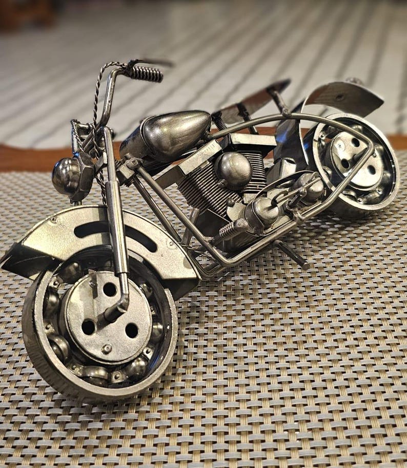 Retro Metal Motorcycle Model: Desk Sculpture, Bike Enthusiast Decor - Etsy