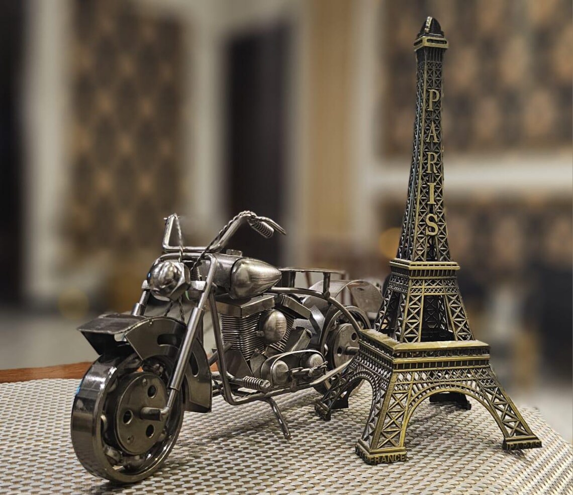 Retro Metal Motorcycle Model: Desk Sculpture, Bike Enthusiast Decor - Etsy
