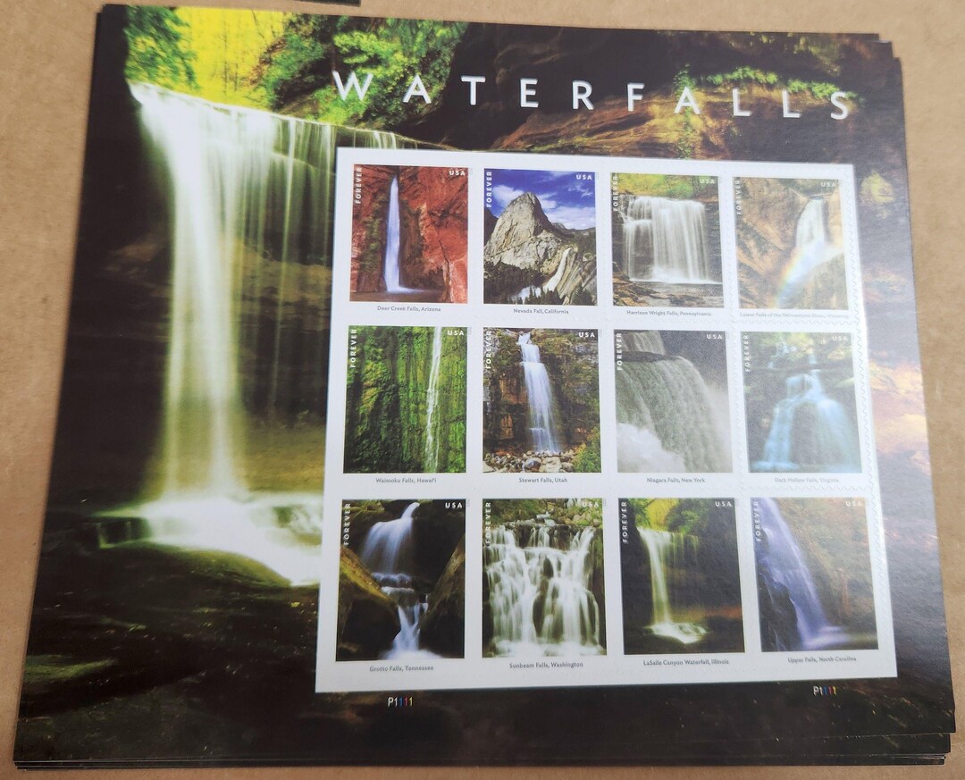 Sheet of 12 Waterfall Forever Stamps Below Face Valuea Great Addition ...
