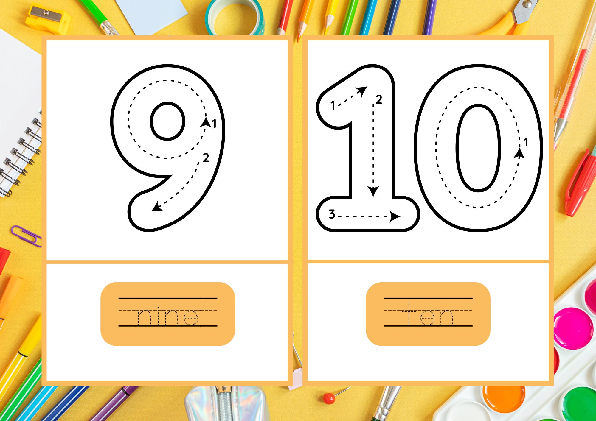 Number Tracing Posters & Flashcards, 1-20 Printable Number Tracing ...