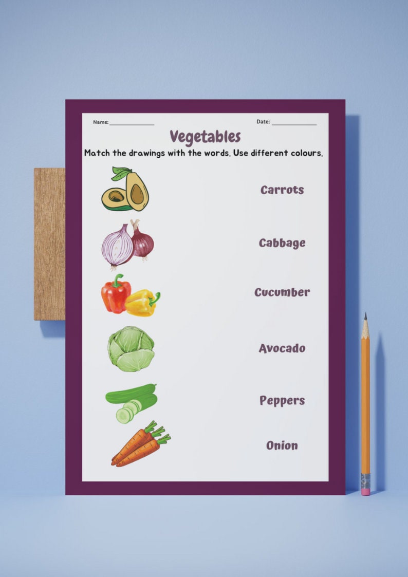 Educational Matching Worksheets for Kids, Printable Kindergarten ...