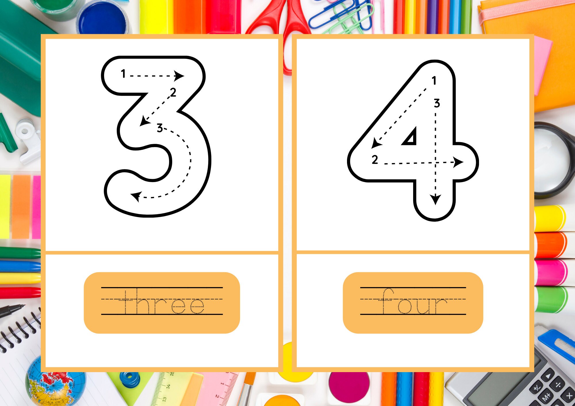 Number Tracing Posters & Flashcards, 1-20 Printable Number Tracing ...
