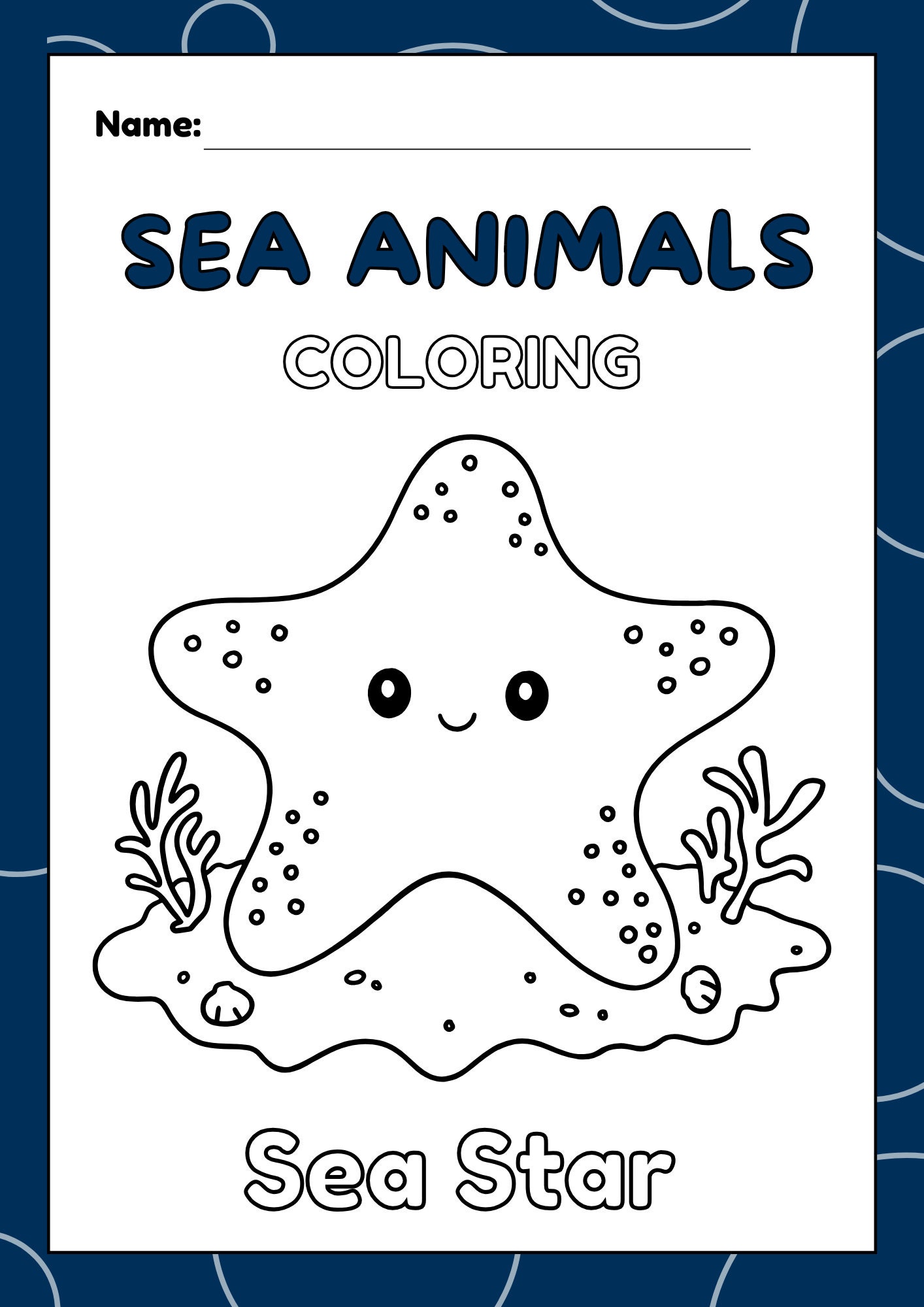 Printable Coloring Book Sea Creatures Kids Preschool Activity, Ocean ...
