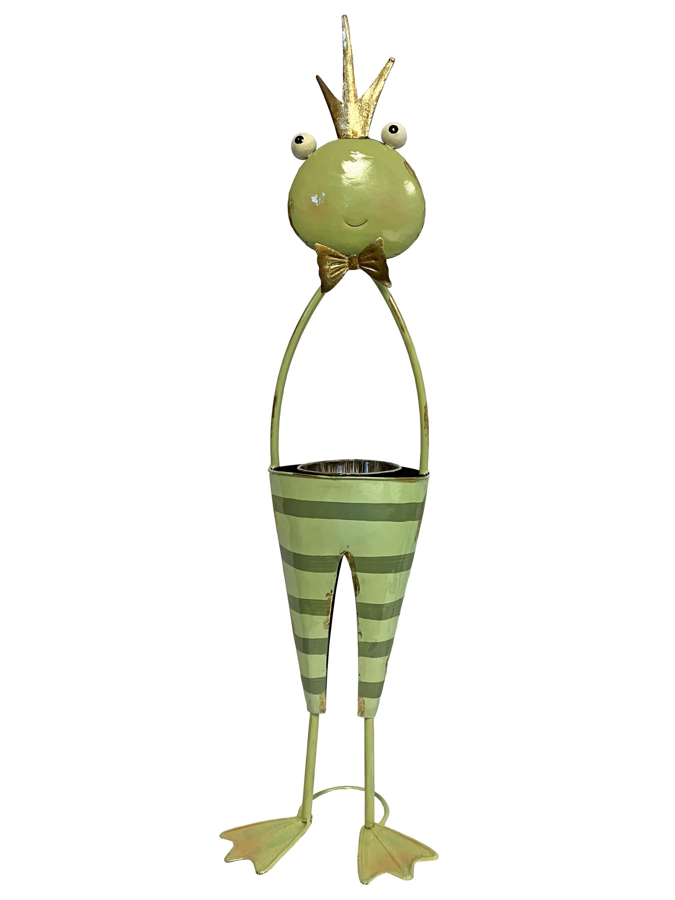 Tall Metal Green Frog Planter Flower Pots, Outdoor Garden Decoration ...