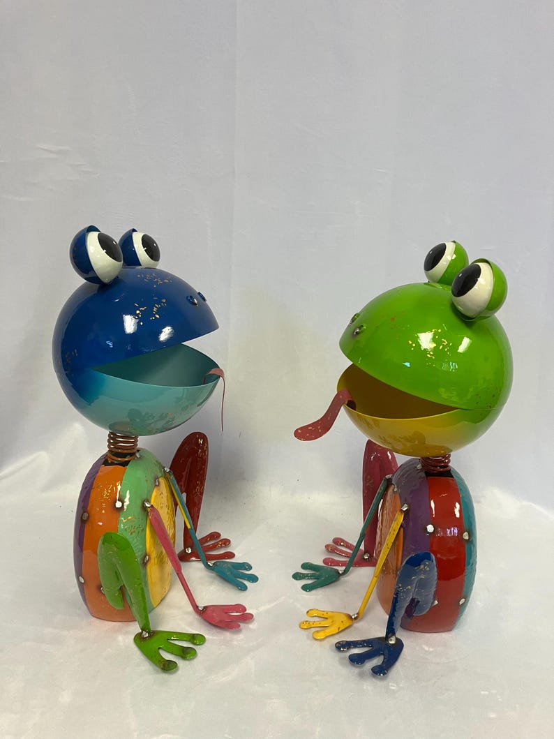 Colorful Metal Frog Sculpture, Garden Decor, Patio Accent, Yard Art! - Etsy