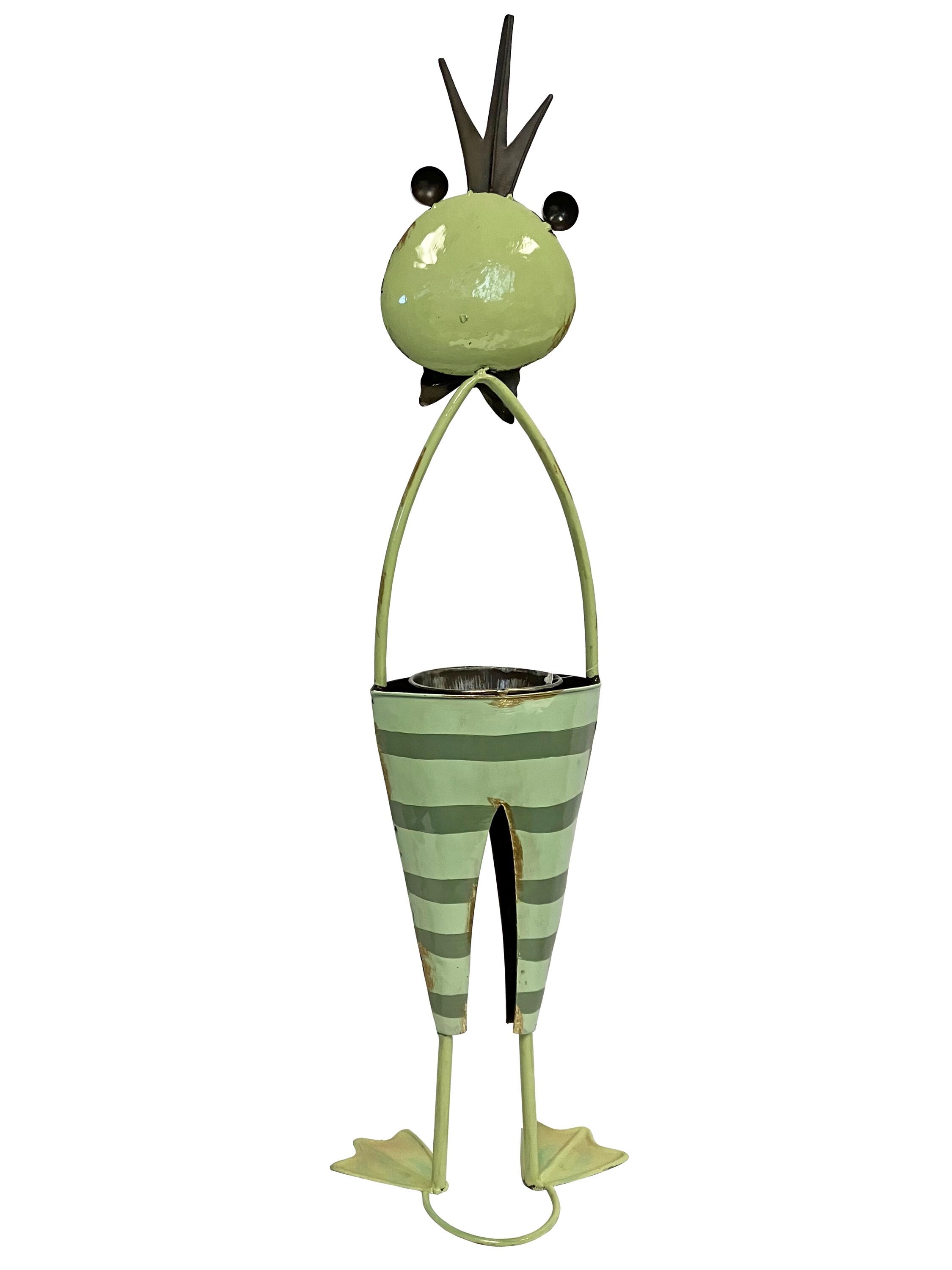 Tall Metal Green Frog Planter Flower Pots, Outdoor Garden Decoration ...