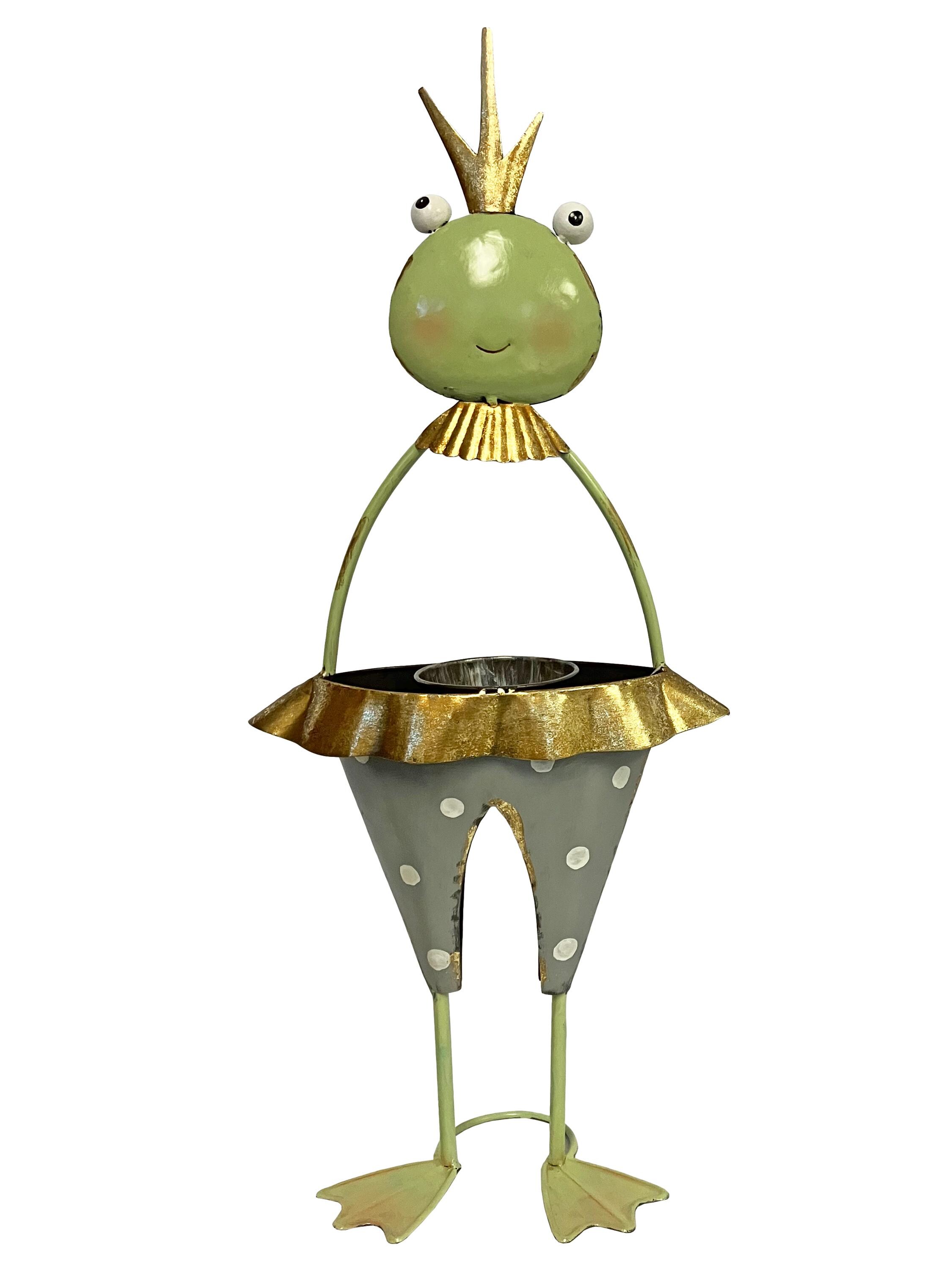 Tall Metal Green Frog Planter Flower Pots, Outdoor Garden Decoration ...