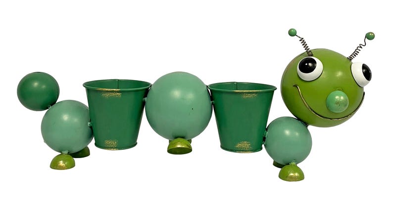 Green Metal Caterpillar Statues and Planters Outdoor Garden Decor Yard ...
