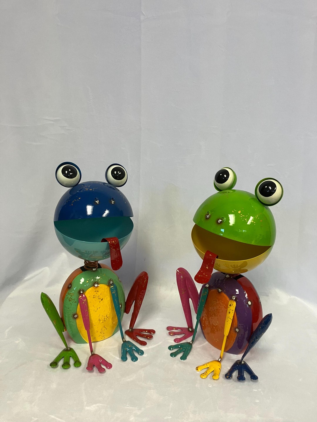 Colorful Metal Frog Sculpture, Garden Decor, Patio Accent, Yard Art! - Etsy