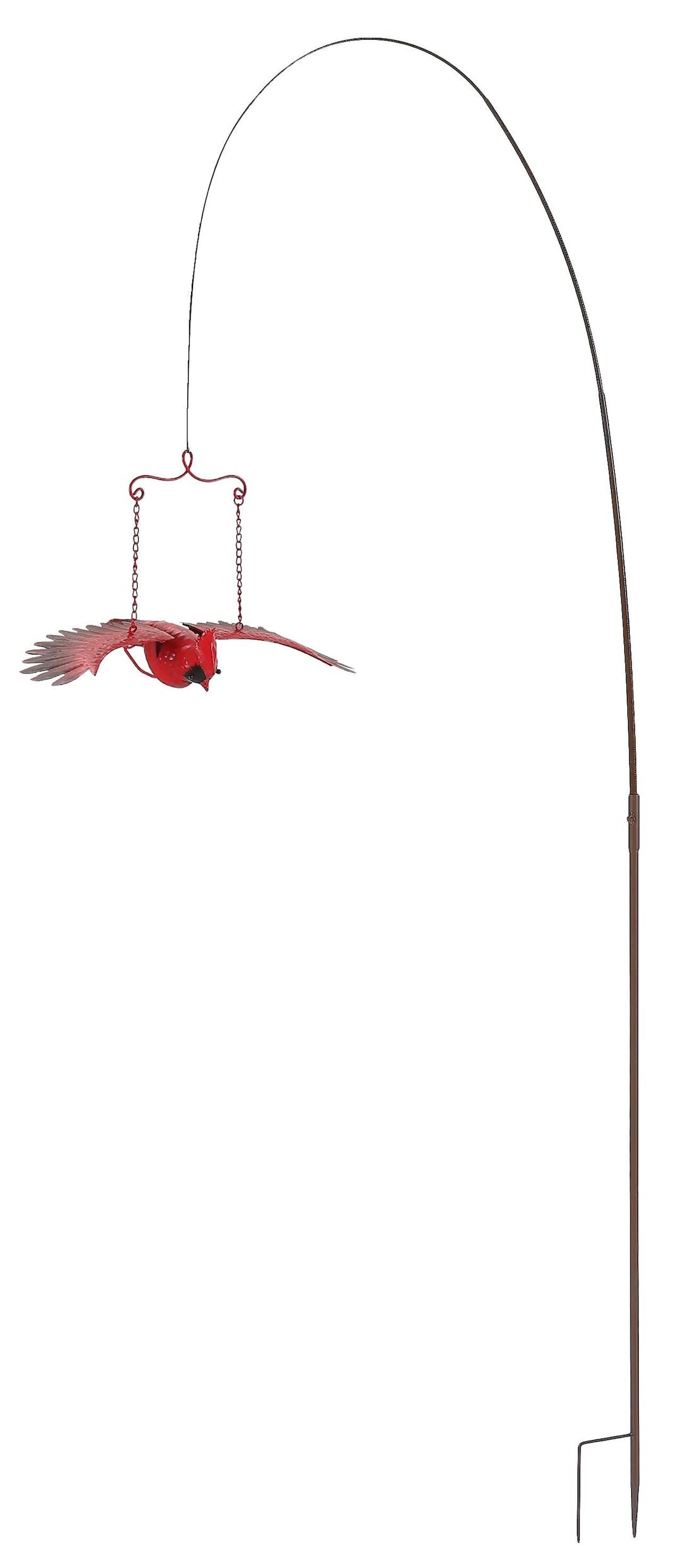 Kinetic Rustic Cardinal on Cable Fishing Rod Garden Stake, Metal ...