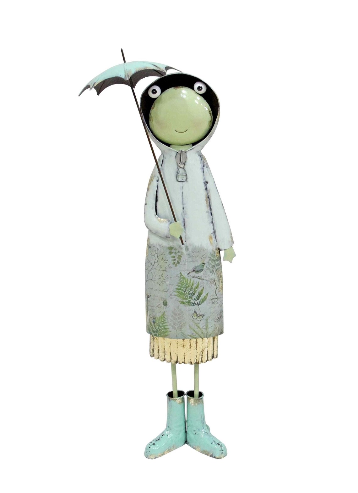 Tall Metal Frog Garden Decor Statues, Raincoat Umbrella Patio Yard Art ...