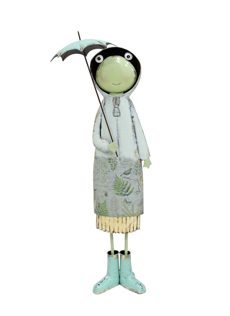 Tall Metal Frog Garden Decor Statues, Raincoat Umbrella Patio Yard Art ...