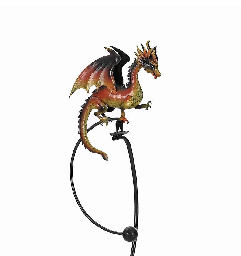 Metal Dragon Rocker Balancer Garden Stakes Outdoor Yard Art Patio ...