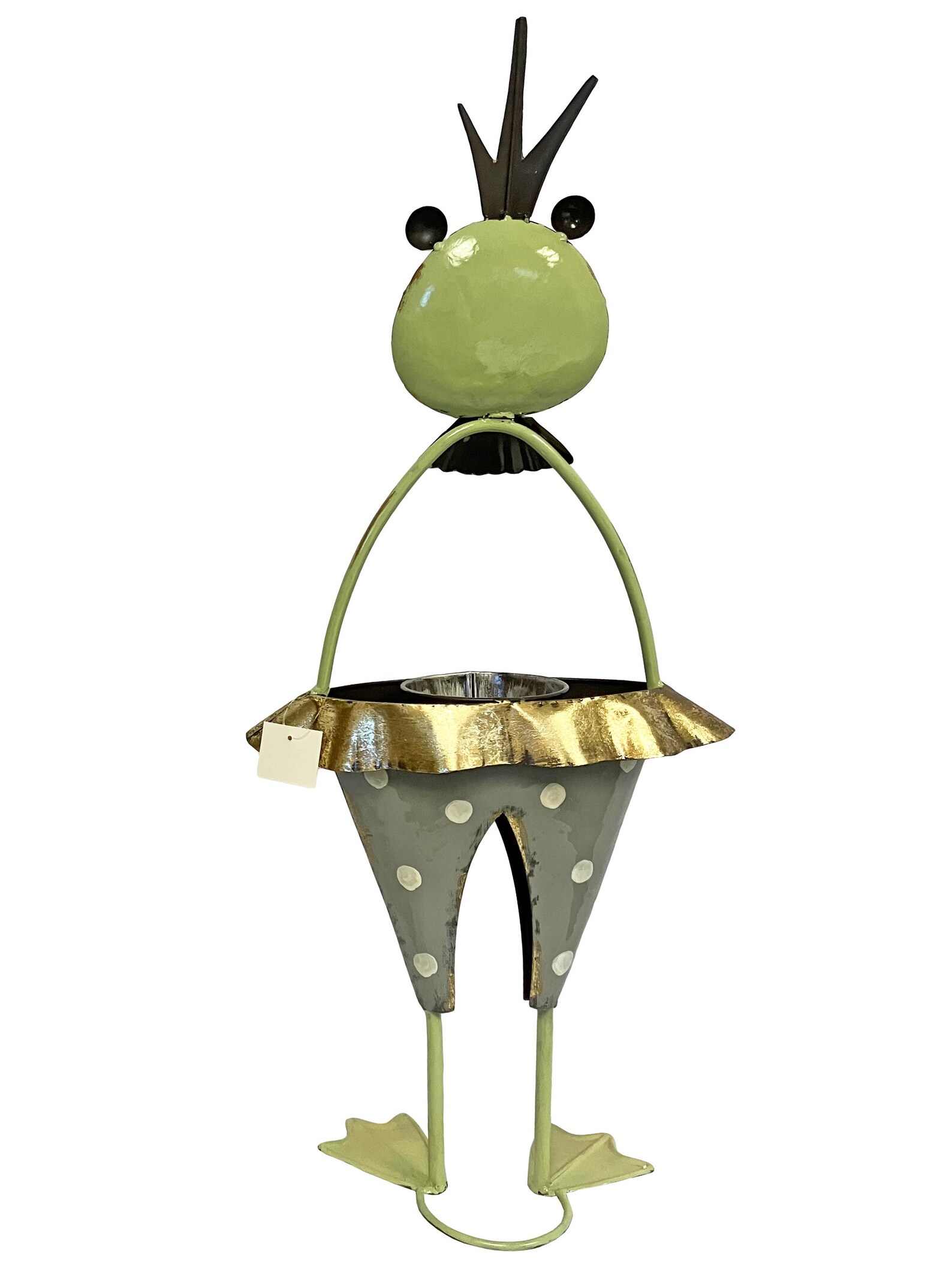 Tall Metal Green Frog Planter Flower Pots, Outdoor Garden Decoration ...