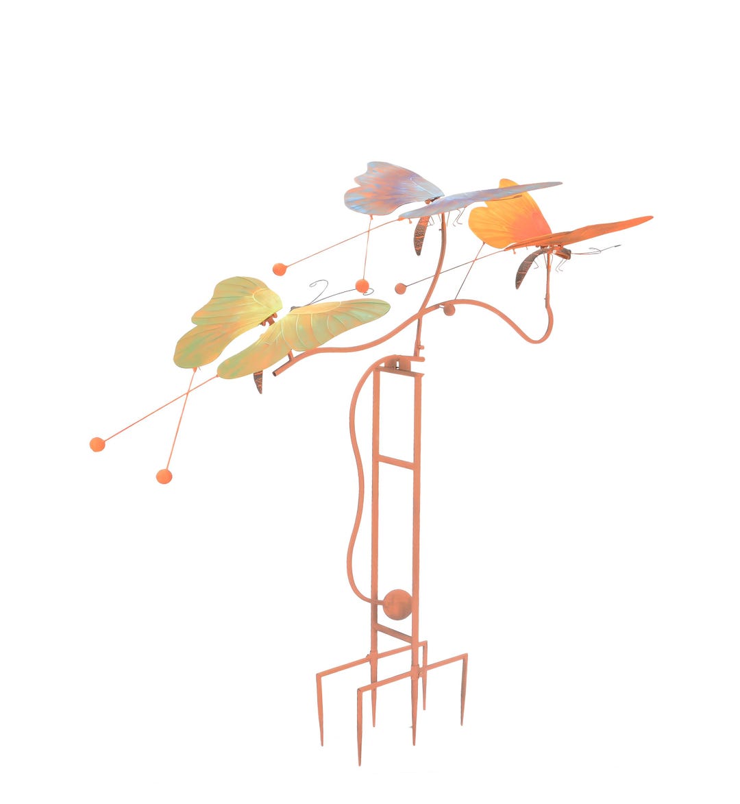 Metal Rustic Butterfly Rocker Garden Stake Kinetic Wind Sculpture With ...