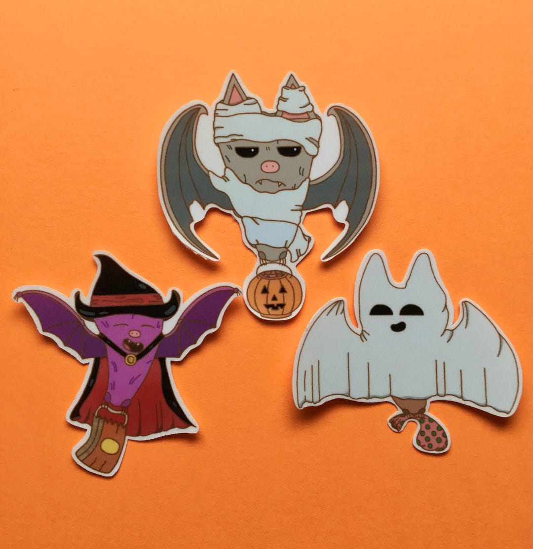 Trick or Treat Bat Trio Sticker, Set of 3 Halloween Stickers, Silly ...