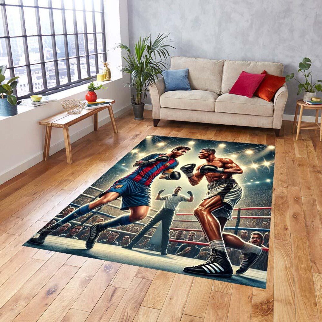 Cristiano Ronaldo and Messi Rug, Fight Rug, Sports Rug, Funny Rug ...