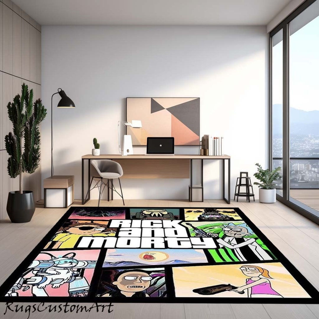 Rick and Morty Rug, Gaming Rug, Nonslip Rug, Abstract Runner Rug, 8x10 ...